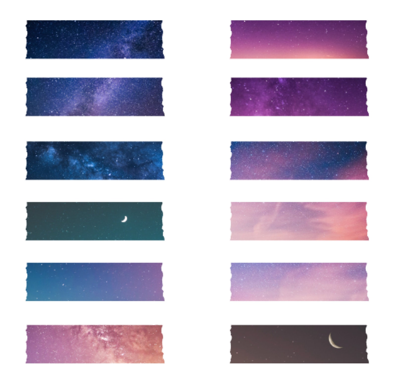 12 Galaxy Washi Tape Digital Stickers PNG for Digital Planning and Art ...