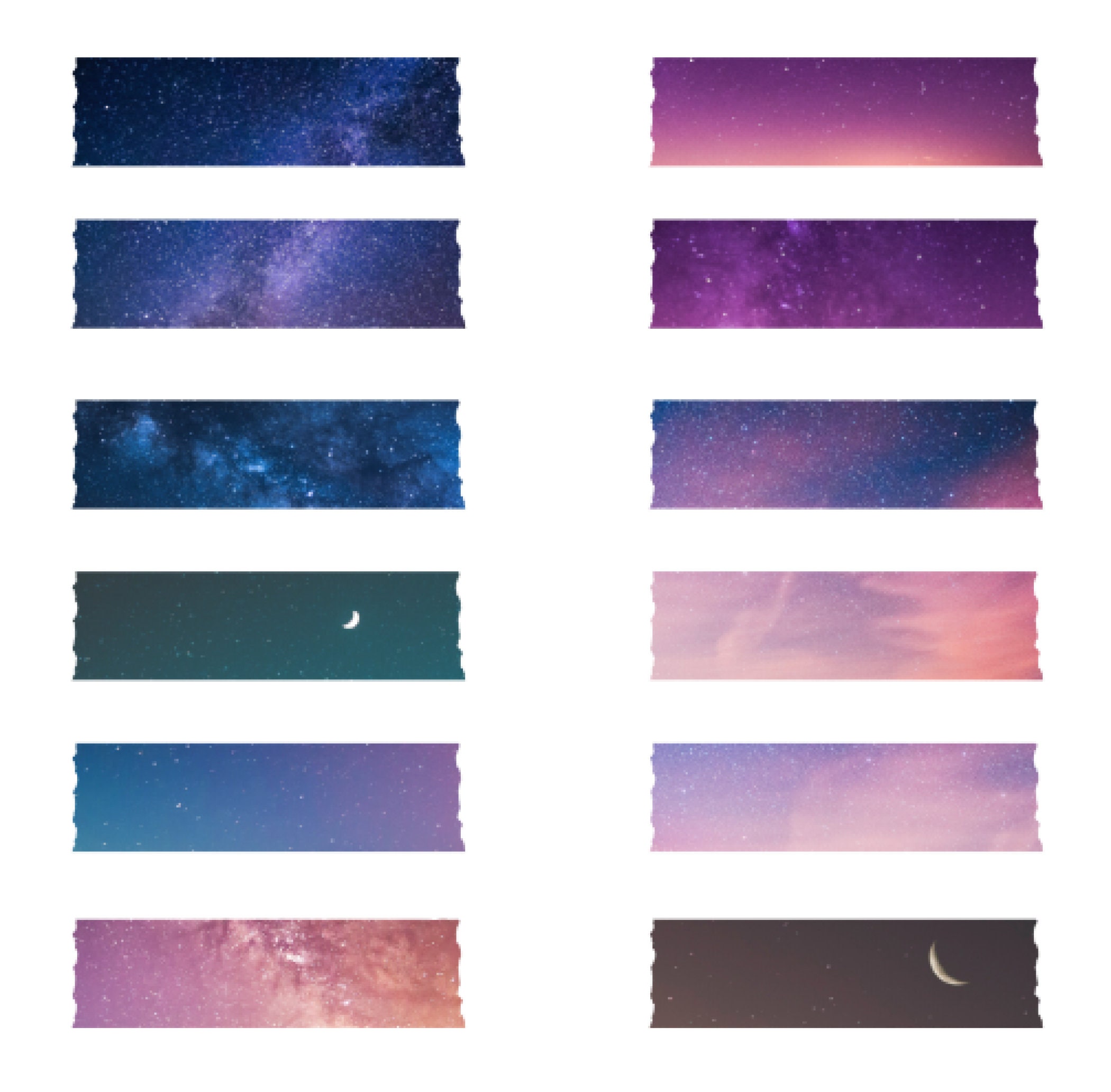 12 Galaxy Washi Tape Digital Stickers PNG for Digital Planning and Art ...