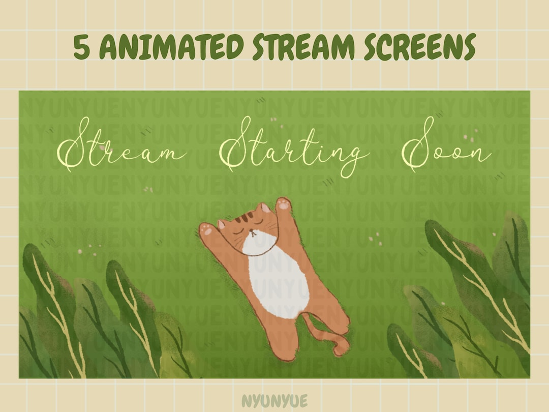 6 Animated Stream Screen, Cozy and Chill Cat, Stream Starting Soon for ...