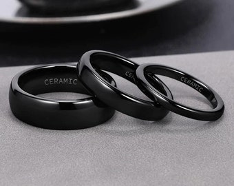 Ceramic Black Wedding Ring - Etsy