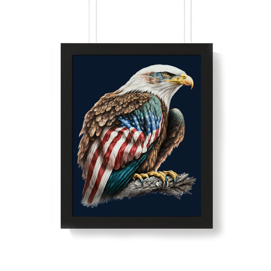 American Flag Bald Eagle Framed Vertical Poster Printed Poster ...