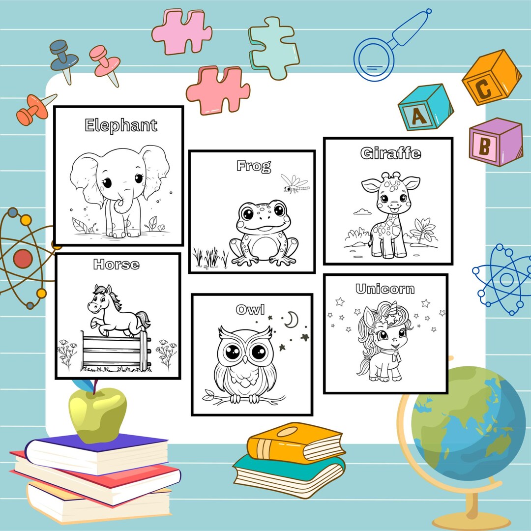 Animals A-Z Coloring Pages: Kids' Learning Activity (PDF/PNG Digital ...