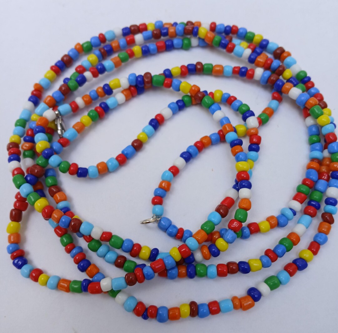Rainbow Colored Double String Waist Bead, Double Beaded String Belly ...