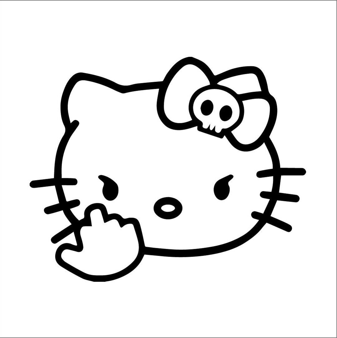 Hello Kitty Middle Finger Car Decal Office Living Room Vinyl - Etsy