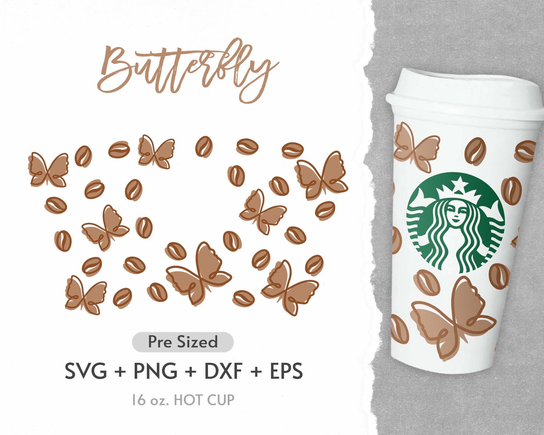 16oz Coffee Beans Hot Cup Svg Full Wrap Svg Coffee Lover - Etsy