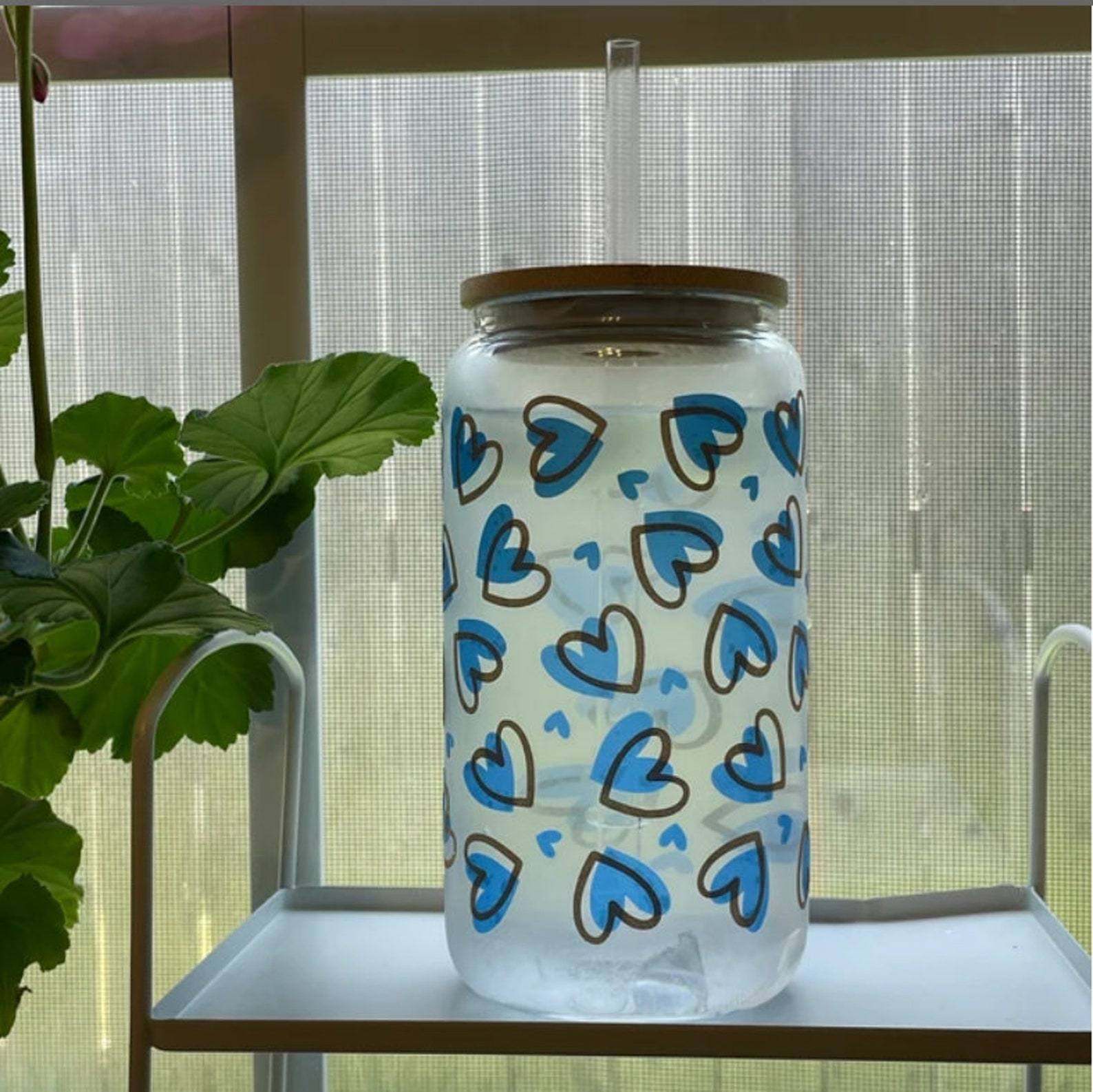 16oz Hearts Pattern Libbey Glass Can Svg Glass Can Wrap Svg - Etsy