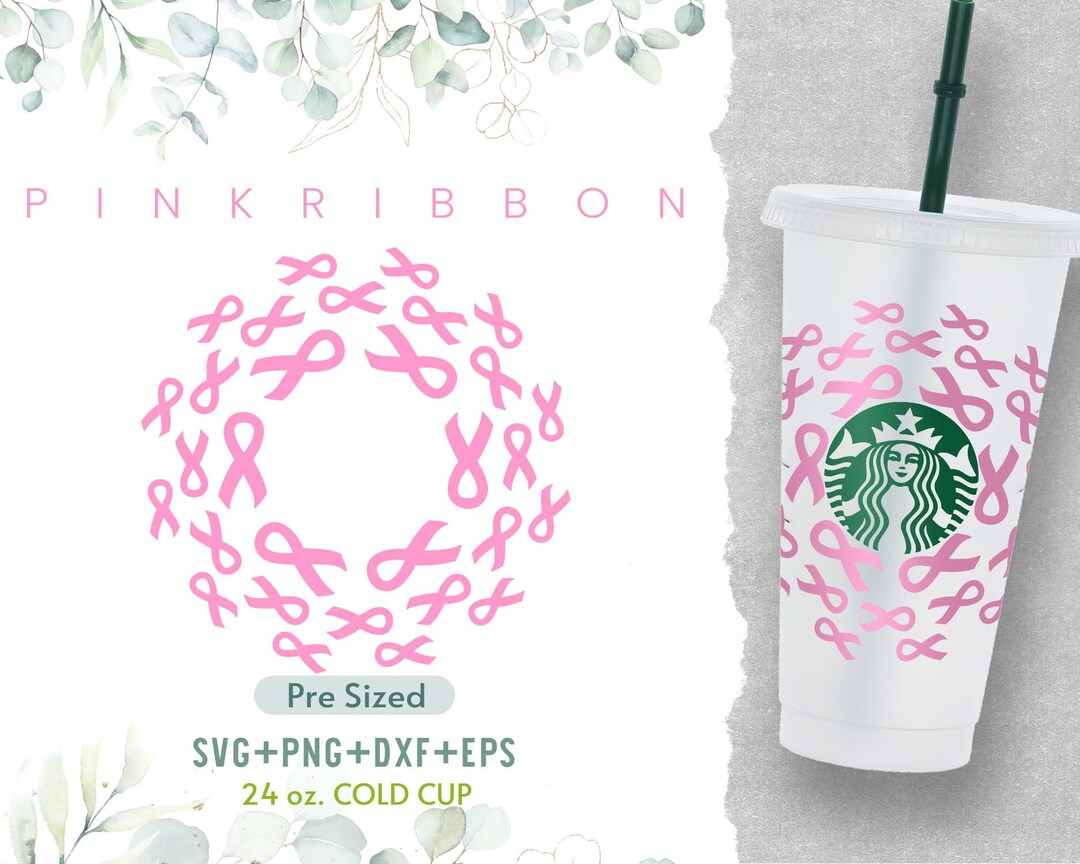 Seamless Pink Ribbon Wrap Svg Pink Ribbon Cold Cup Svg - Etsy