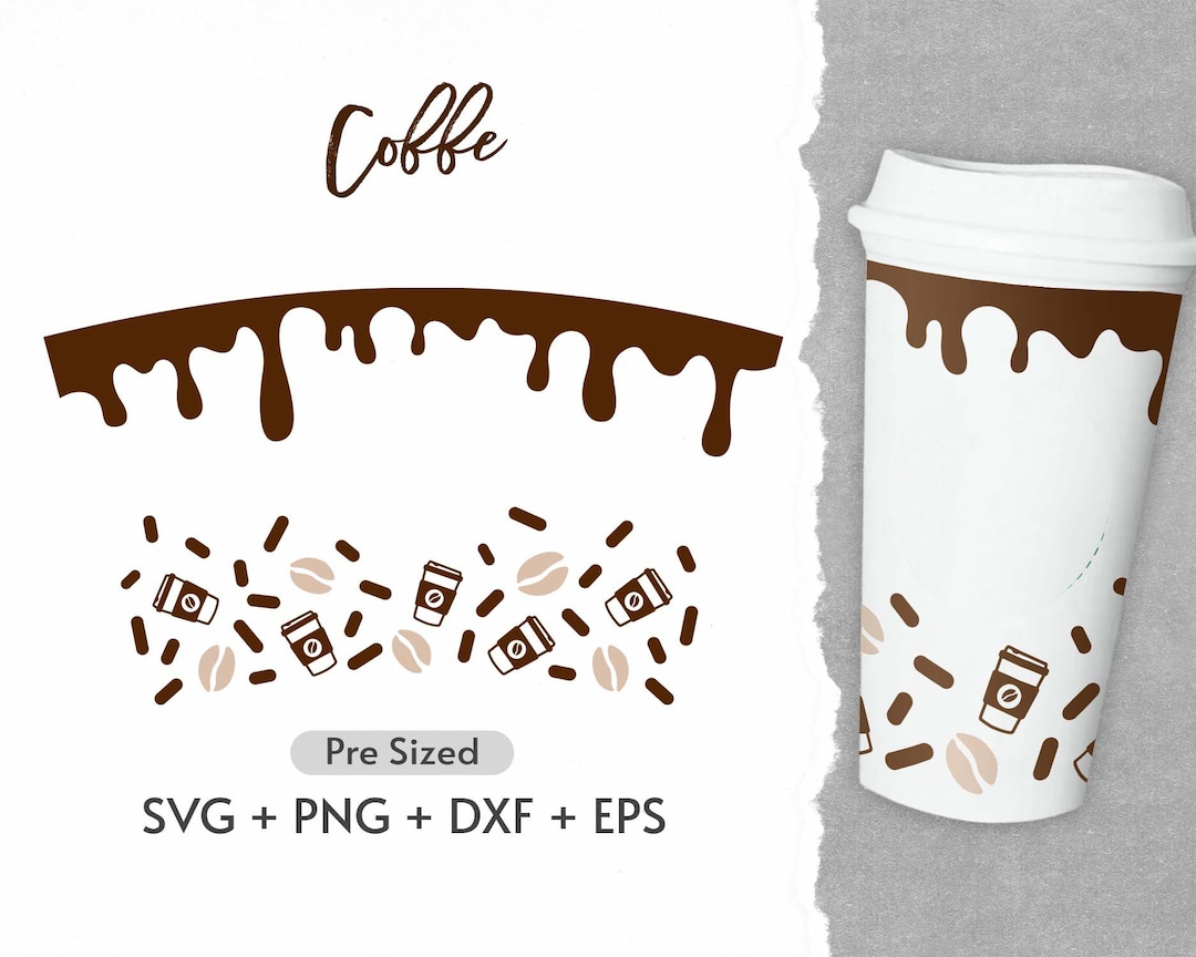 16oz Coffee Beans Hot Cup Svg, Full Wrap Svg, Coffee Lover Svg, Pattern ...