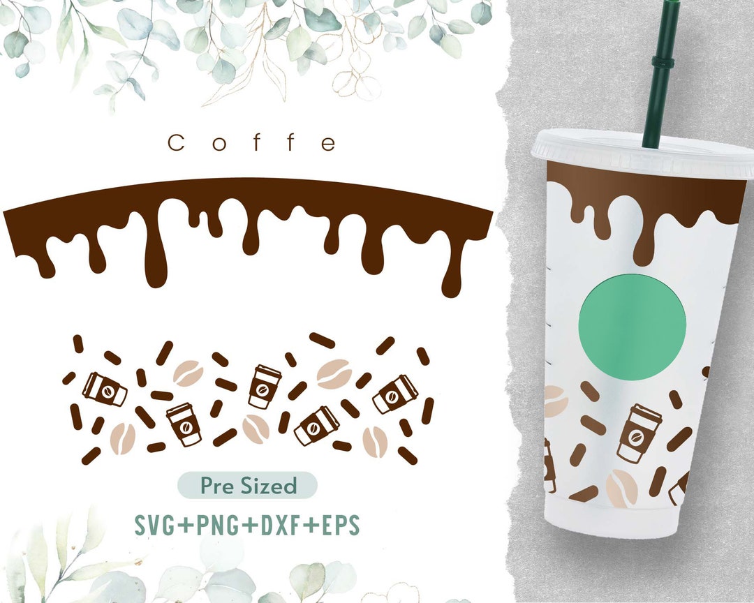 24oz Coffee Beans Cold Cup Svg, Venti Full Wrap Svg, Dripping Coffee ...