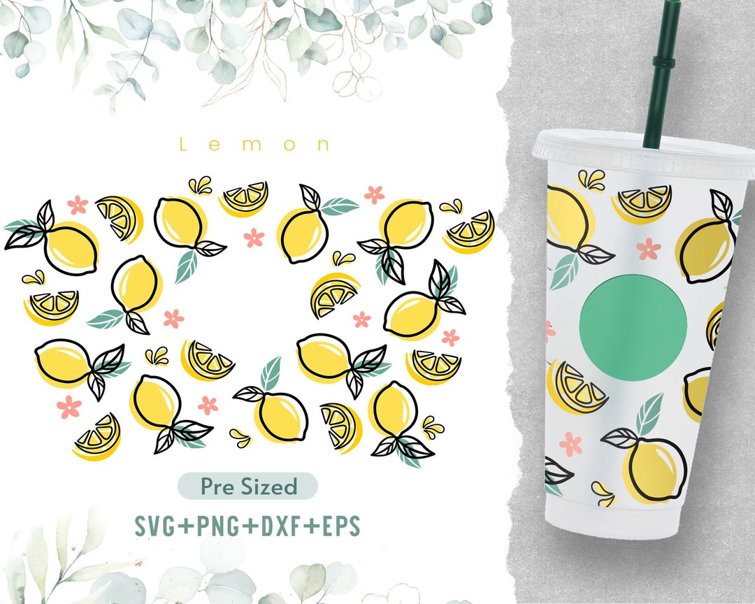 24oz Lemon Cold Cup Svg, Venti Cold Cup Svg, Lemon Svg, Fruit Svg, Pre Sized Svg, Lemonade Svg ...