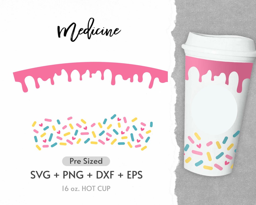 16oz Donut Drip Hot Cup Svg, Full Wrap Svg, Donut Lover Cup Svg, Pre ...