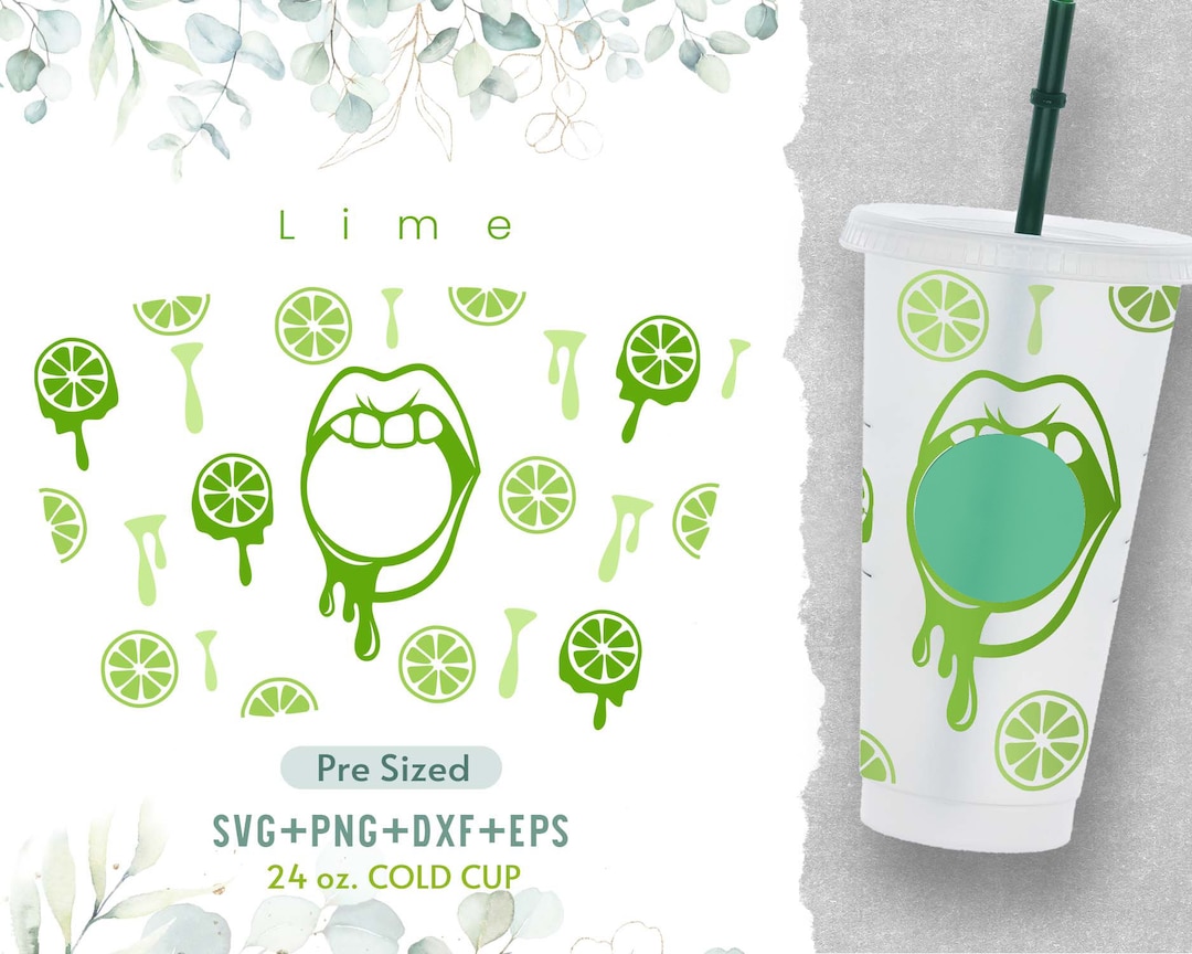 24oz Lime Cold Cup Svg, Venti Cold Cup Svg, Lemon Svg, Fruit Svg, Pre ...