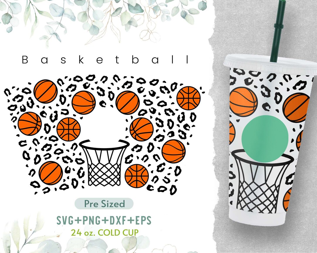 24oz Basketball Cold Cup Svg, Venti Cold Cup Svg, Leopard Svg, Sport ...