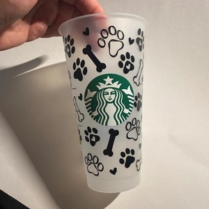 24oz Dog Pattern Cold Cup Svg, Dog Paw Print Heart Svg, Dog Cold Cup ...