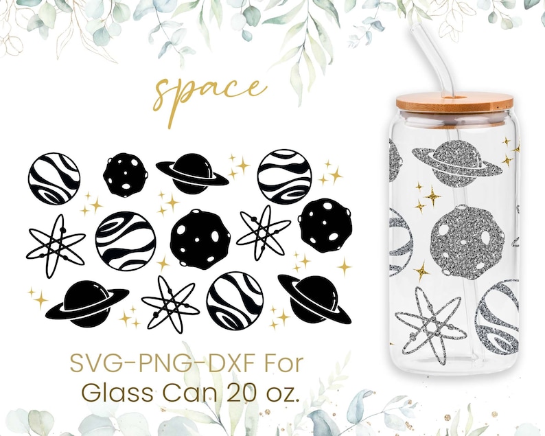 20oz Galaxy Libbey Glass Can Svg Glass Can Full Wrap Svg - Etsy