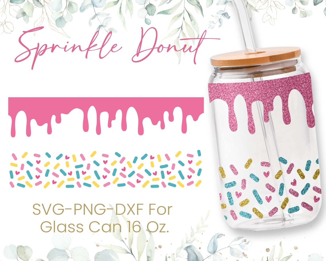 16oz Donut Drip Libbey Glass Can Svg Glass Can Full Wrap Svg - Etsy