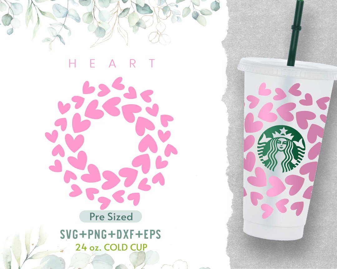 Seamless Heart Wrap Svg Heart Cup Svg Coffee Cold Cup Svg - Etsy