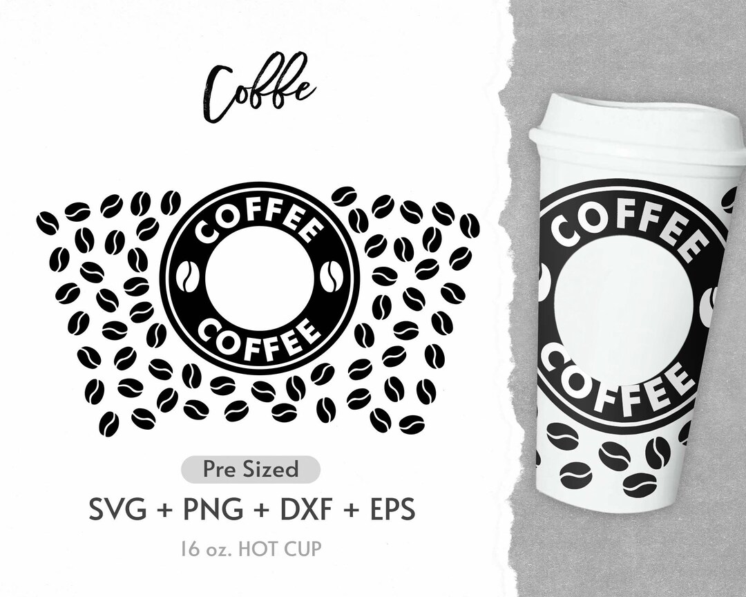 16oz Coffee Beans Hot Cup Svg, Full Wrap Svg, Coffee Lover Svg, Pattern ...