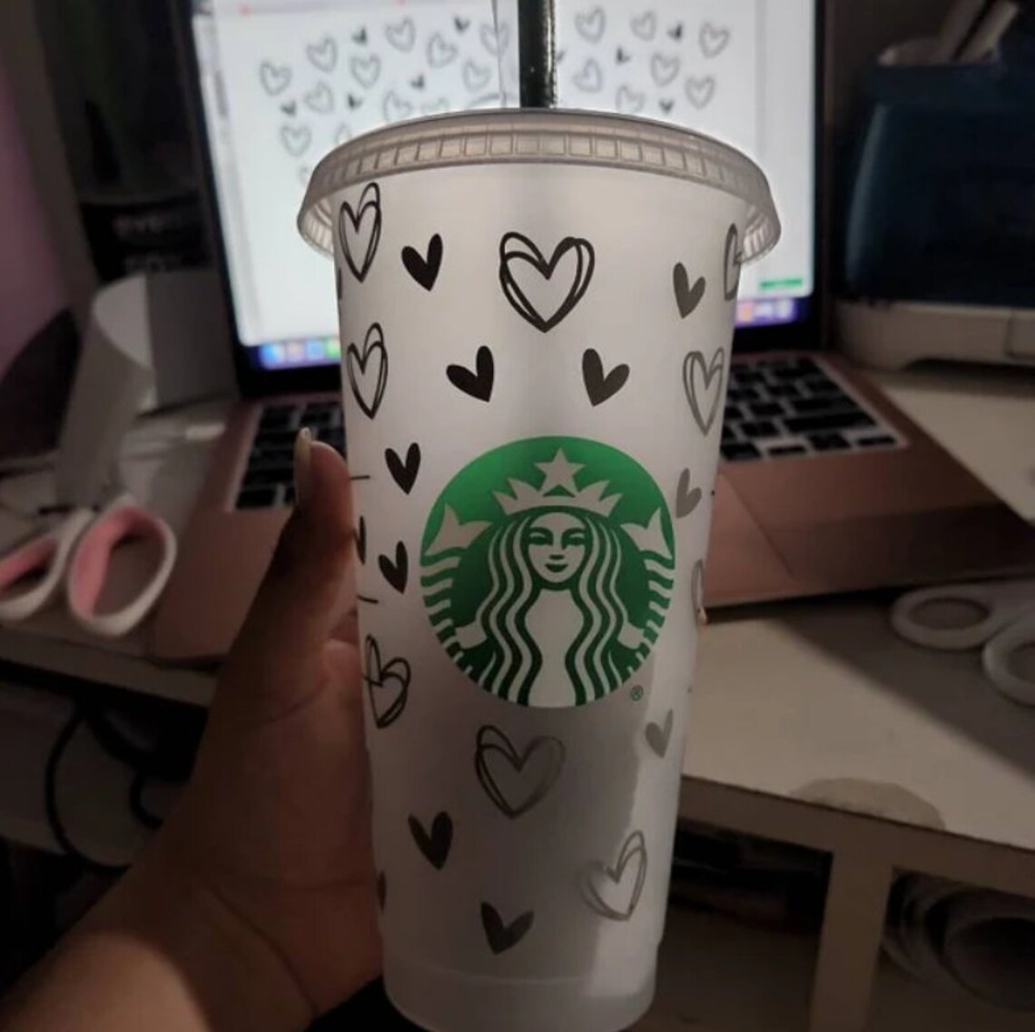 24oz Hearts Cold Cup Svg Venti Full Wrap Svg Hearts Svg - Etsy