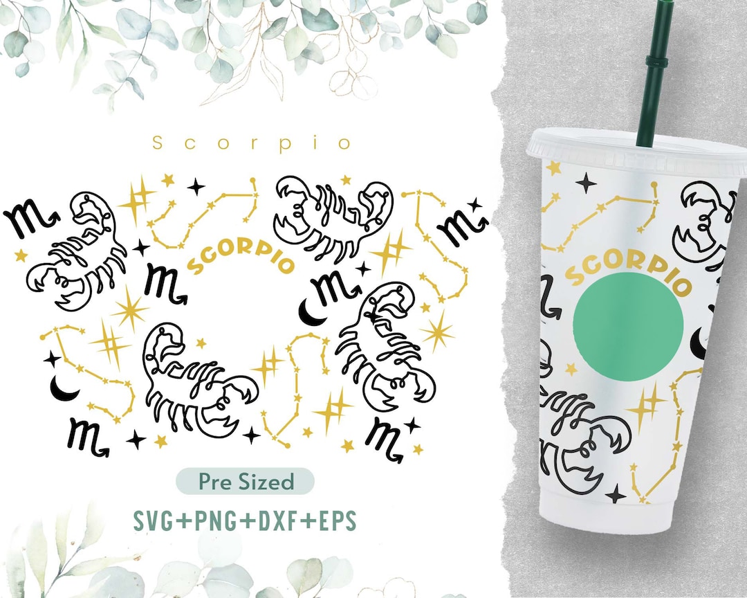 24oz Scorpio Cold Cup Svg, Twins Zodiac Star Sign, Floral Svg ...