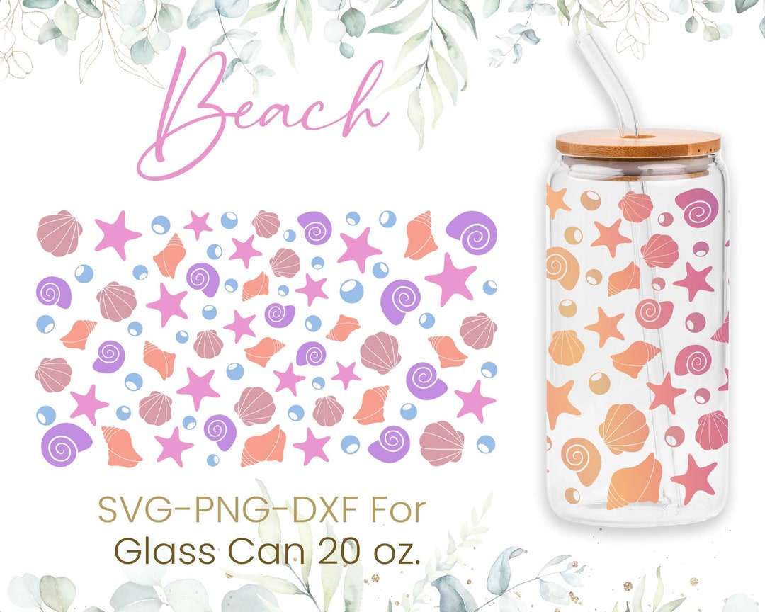 20oz Ocean Animal Libbey Glass Can Svg, Glass Can Full Wrap Svg ...