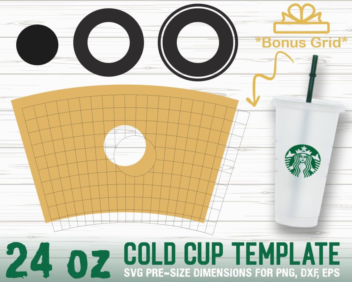 24oz Cold Cup Template Svg Venti Template Svg Pre-size for - Etsy