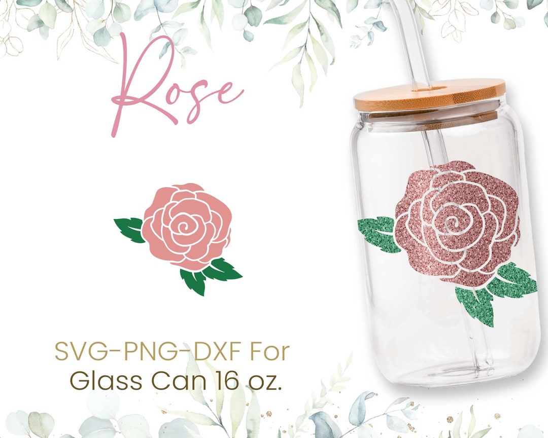 16oz Rose Libbey Glass Can Svg, Glass Can Full Wrap Svg, Coffee Can ...