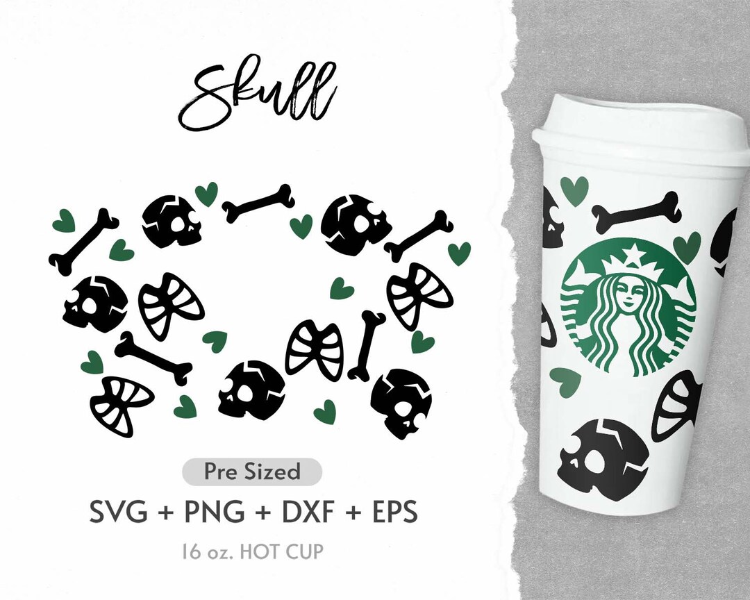 16oz Skull Skeleton Hand Coffee Hot Cup Svg Halloween Svghot - Etsy