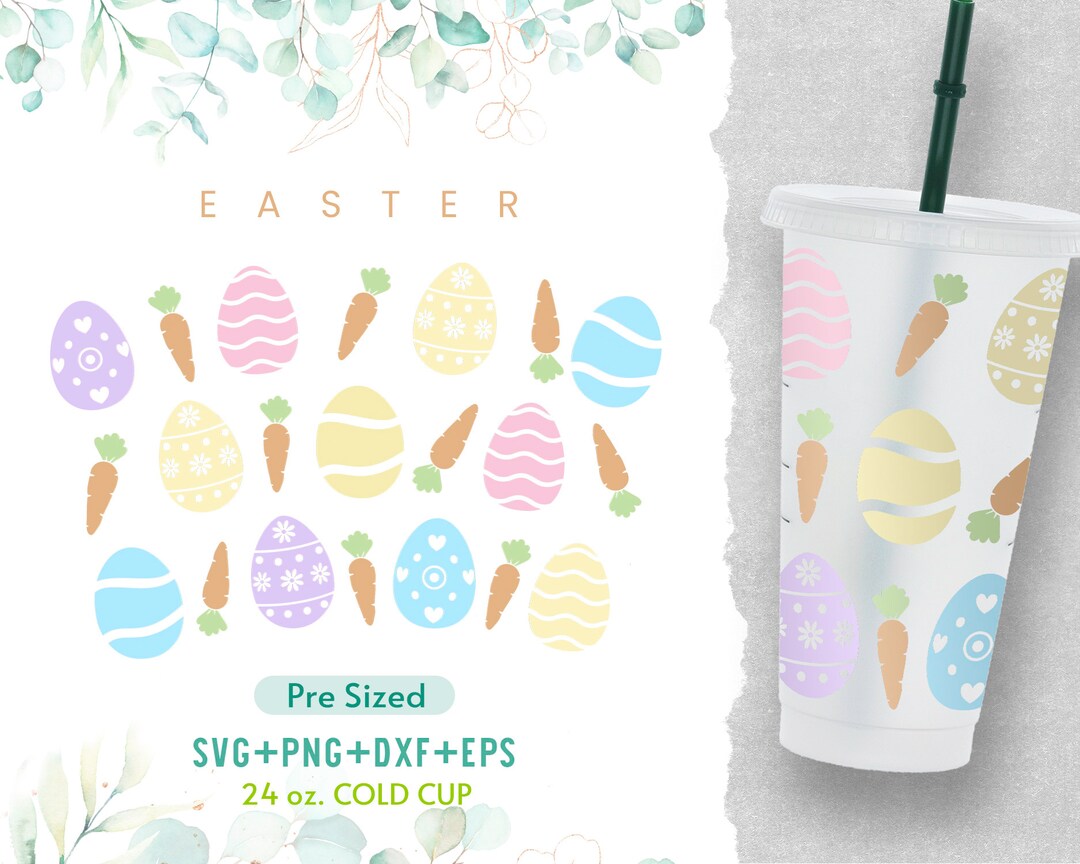 24oz No Hole Easter Bunny Cold Cup Svg, Rabbit Peeps, Bunnies, Candy ...
