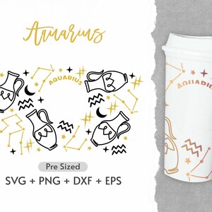 16oz Aquarius Hot Cup Svg, Aquarius Svg, Hot Cup Wrap Svg, Aquarius Cup ...