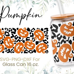 16oz Halloween Libbey Glass Can Svg Bundle, Ghost Glass Can Wrap Svg ...