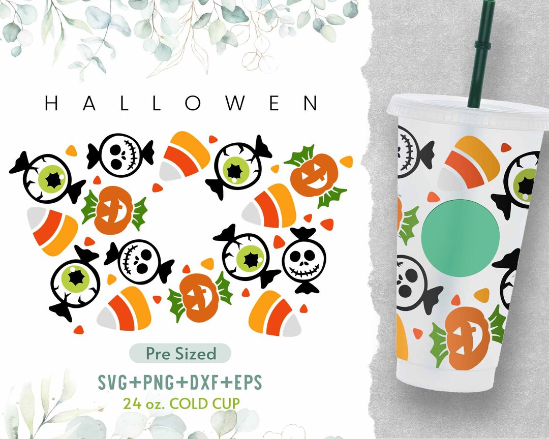 24oz Halloween Cold Cup Svg, Venti Cold Cup Svg, Ghost Svg, Pumpkin Svg ...
