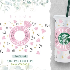 24oz Bride Team Cold Cup Svg Hearts Svg Wedding Svg Bride - Etsy