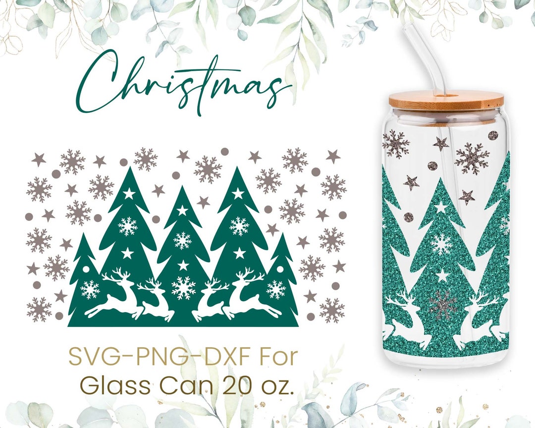 20oz Christmas Libbey Glass Can Svg, Glass Can Full Wrap Svg, Beer Can ...