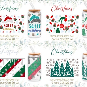 20oz Libbey Glass Can Svg Bundle, Christmas Coffee Can Glass Svg ...