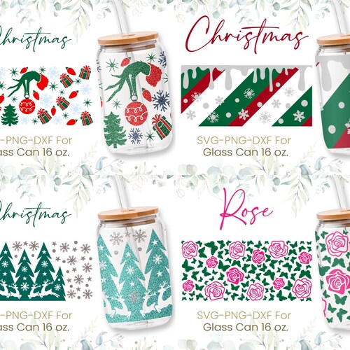Christmas Can Glass SVG Bundle 16oz Libbey Can Glass Wrap - Etsy