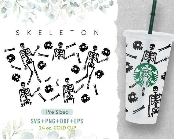 24oz Skeleton Halloween Cold Cup Svg Venti Cold Cup Svg - Etsy
