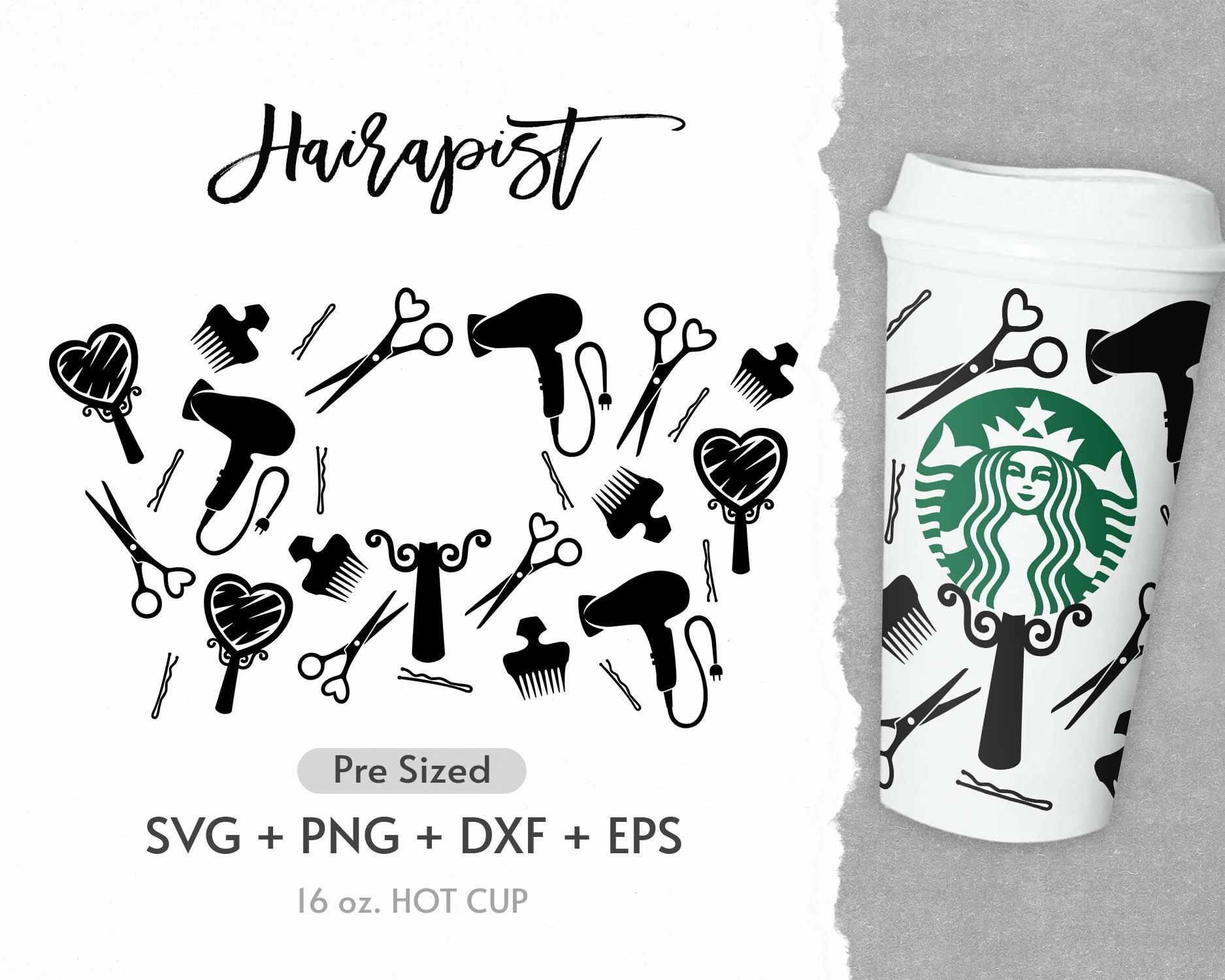 16oz Hairapist Hot Cup Svg Full Wrap Hot Cup Svg Hairdresser - Etsy UK