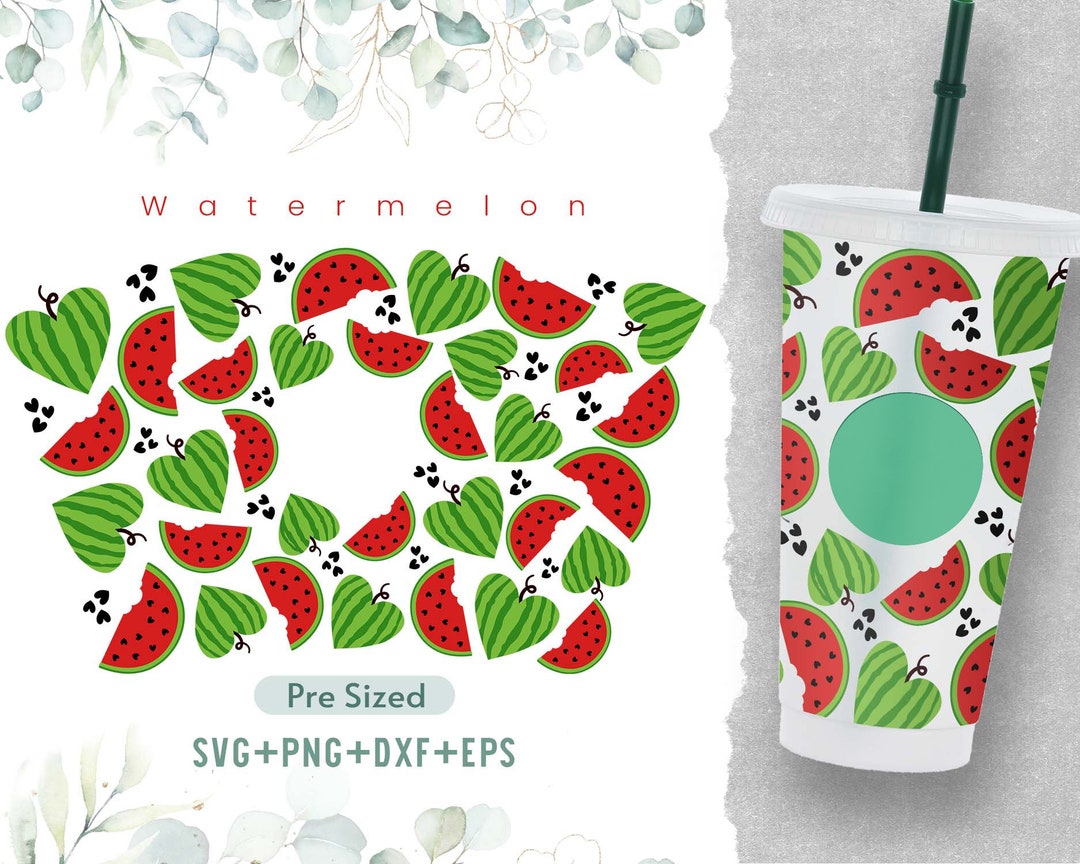 24oz Watermelon Cold Cup Svg, Venti Full Wrap Svg, Melon Svg, Summer ...