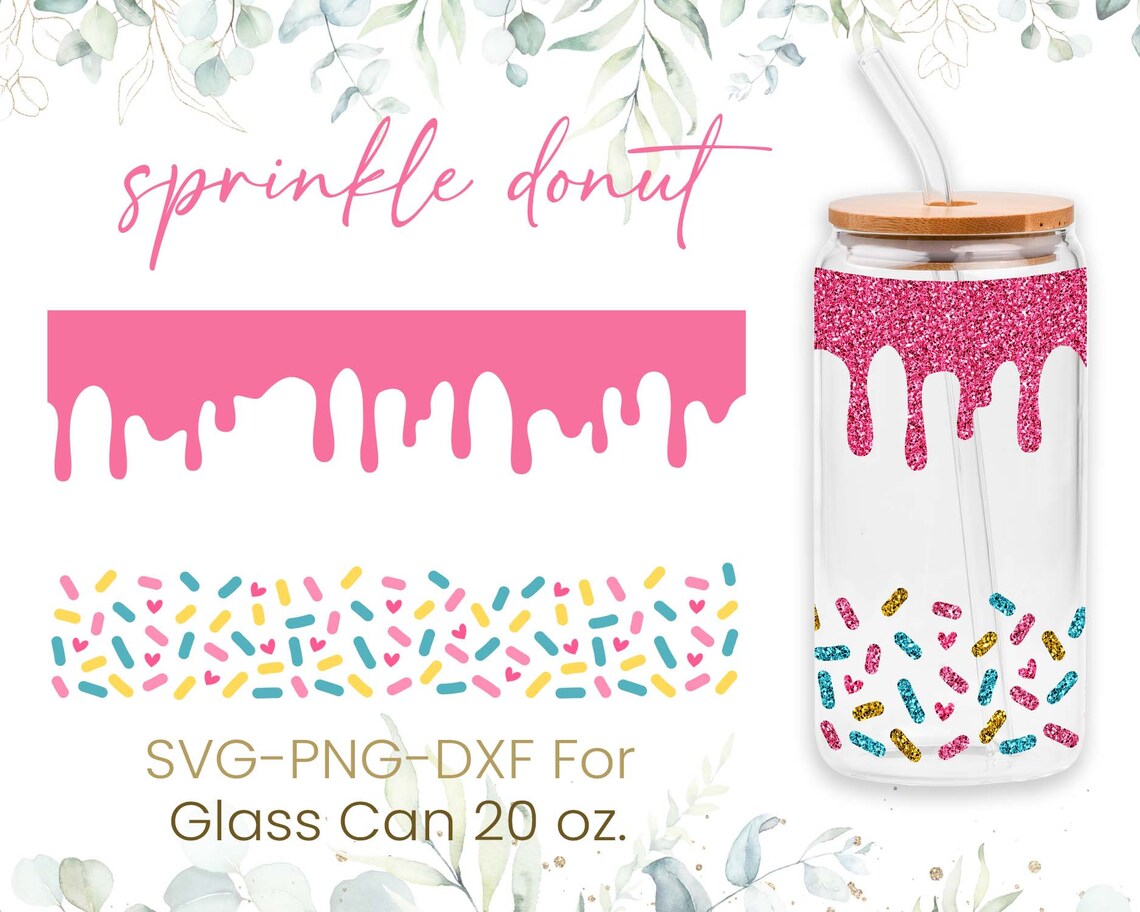20oz Donut Drip Libbey Glass Can Svgglass Can Full Wrap Svg - Etsy