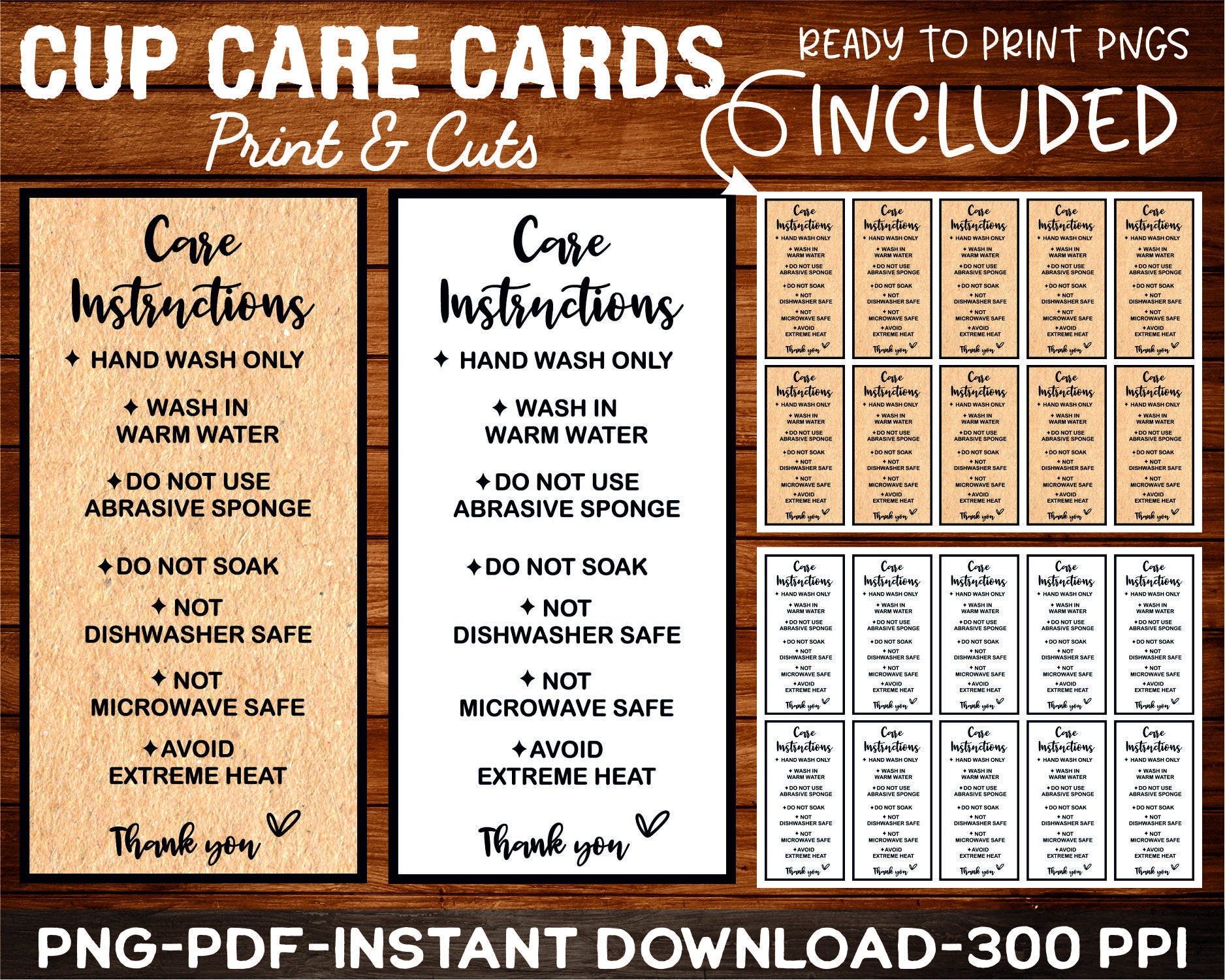 Cup Care Card Instruction Png, Glass Can Cup Care Card Png, Tumbler Cup ...