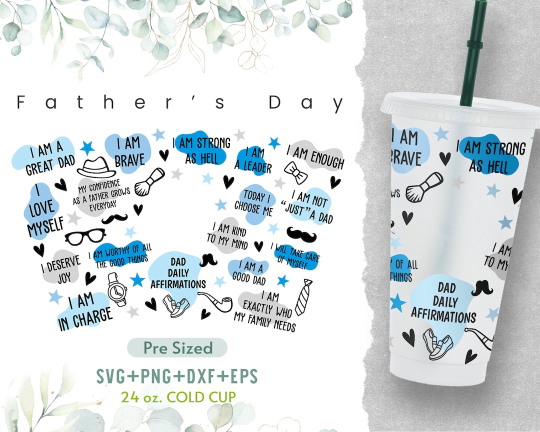 24oz Father's Day Coffee Cold Cup Svg, Venti Full Wrap Svg, Best Dad ...