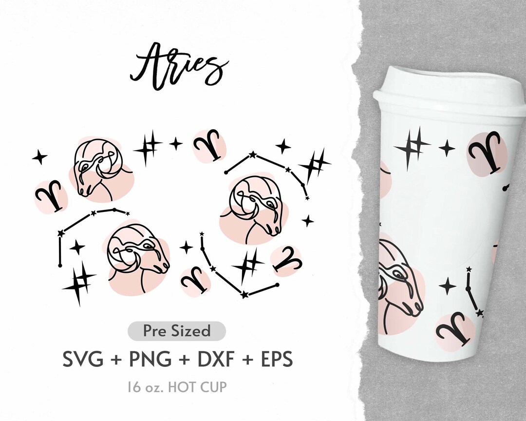 16oz Aries Hot Cup Svg, Full Wrap Svg, Bull Constellations Svg, Pre ...