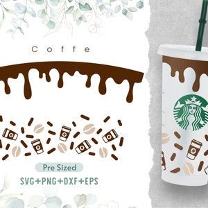 24oz Coffee Beans Cold Cup Svg Venti Full Wrap Svg Dripping - Etsy