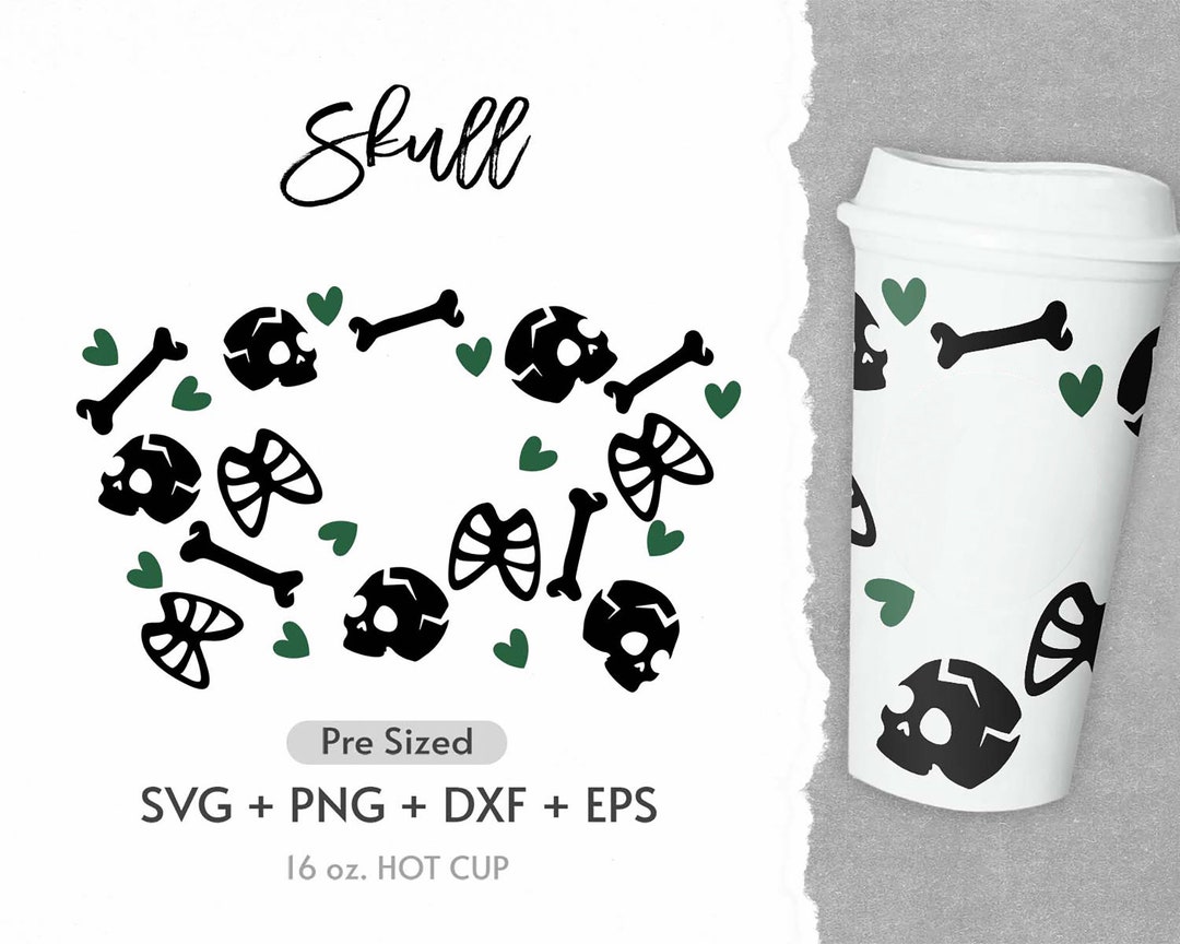 16oz Skull Skeleton Hand Coffee Hot Cup Svg, Halloween Svg,hot Cup Wrap ...