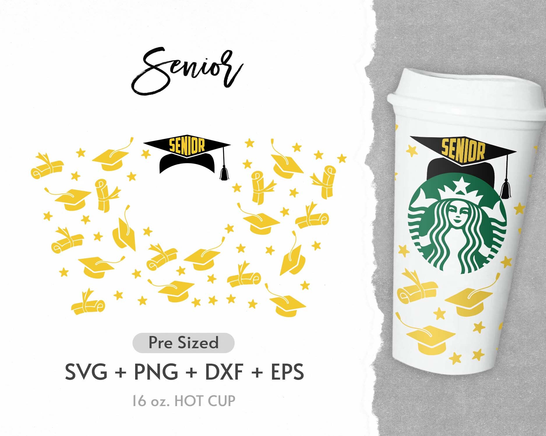 16oz Graduation Cap Hot Cup Svg Full Wrap Svgsenior 2022 - Etsy