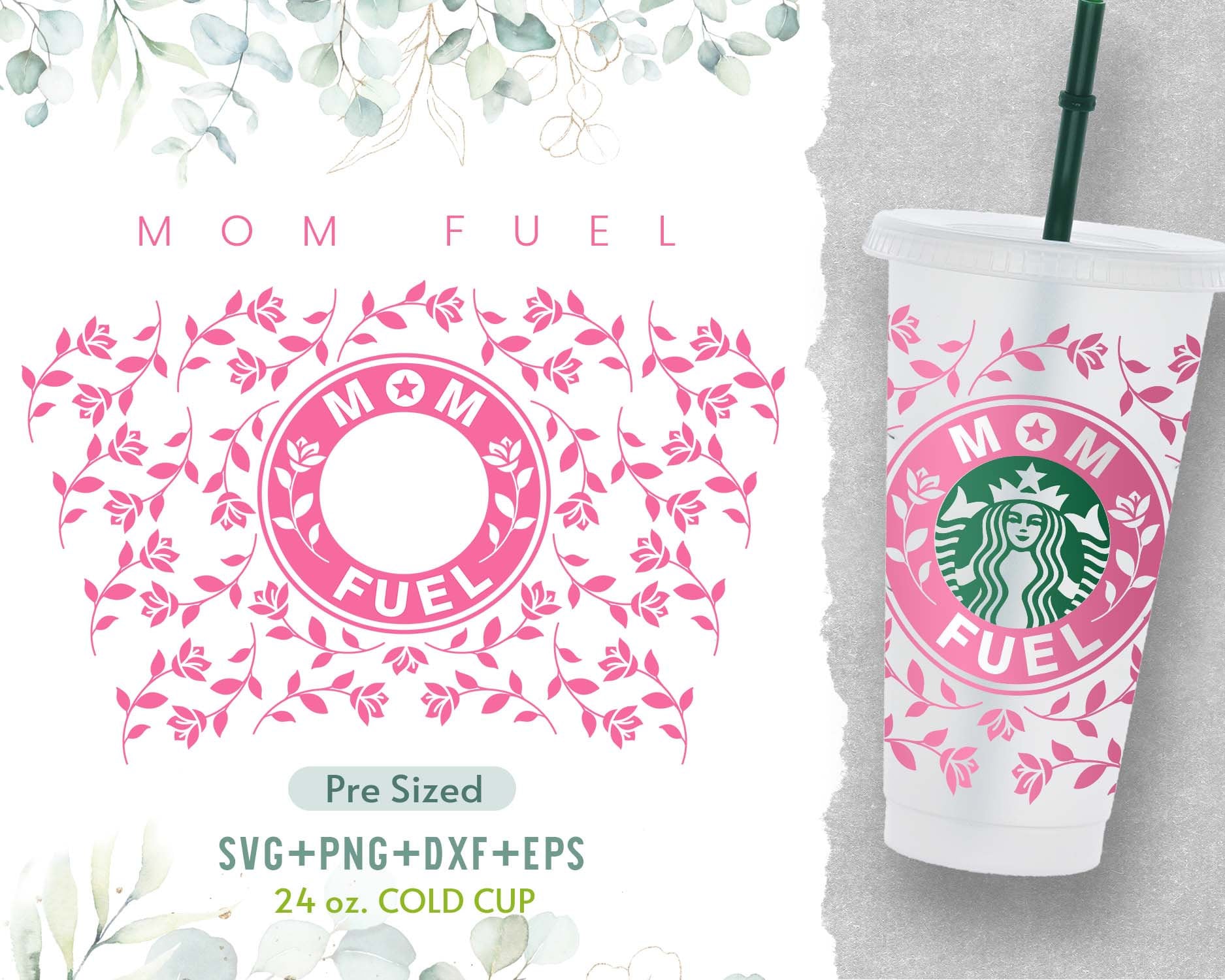 Mom Fuel Full Wrap Svg Mom Fuel Svg File Coffee Svg for 24oz - Etsy