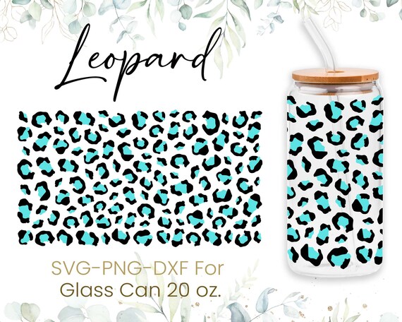 20oz Leopard Pattern Libbey Glass Can Svg Glass Can Full Wrap - Etsy