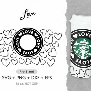 16oz Love Hot Cup Svg Love Full Wrap Svg Hearts Svg Heart - Etsy