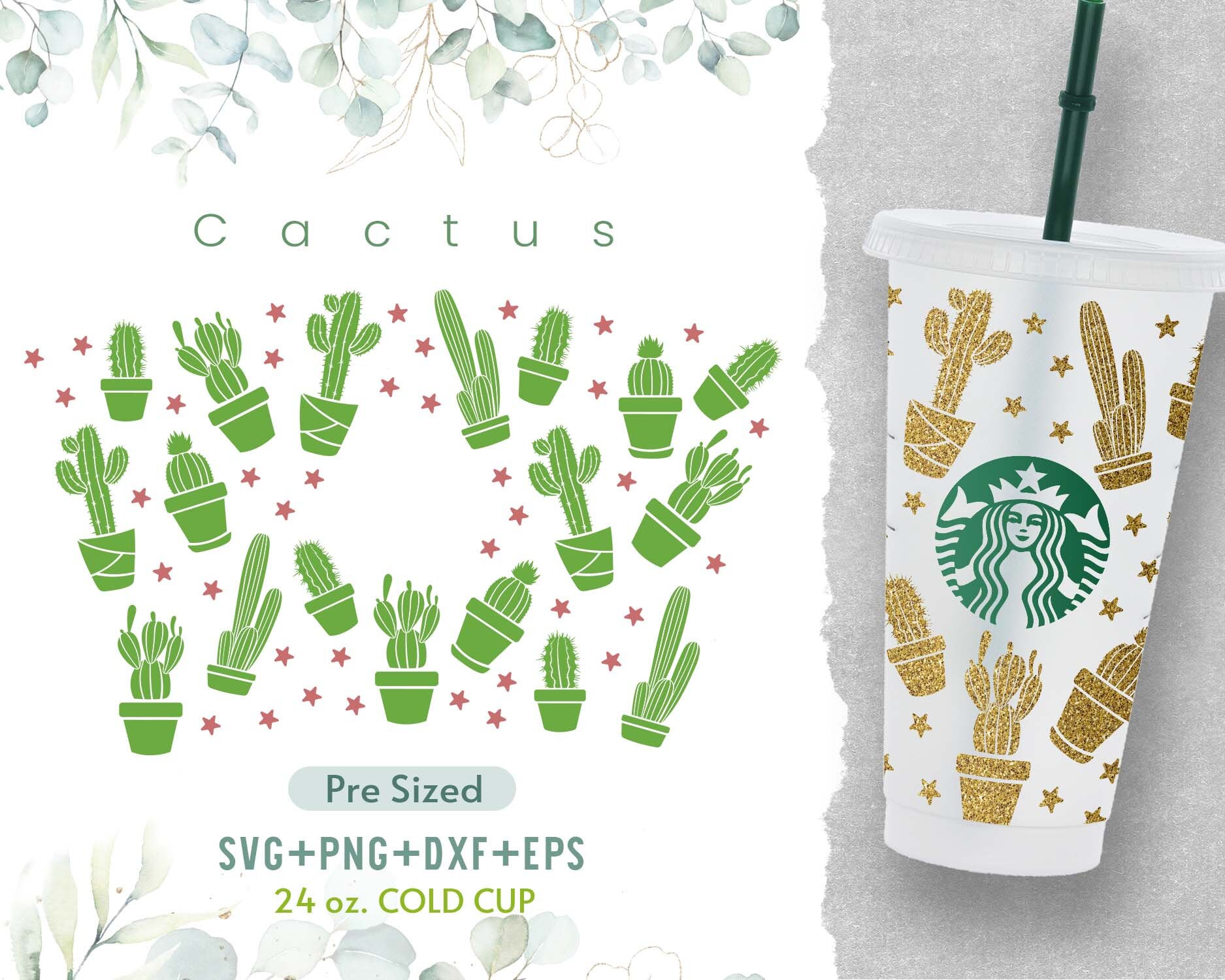 24oz Cactus Cold Cup Svg Venti Full Wrap Svg Desert Svg - Etsy
